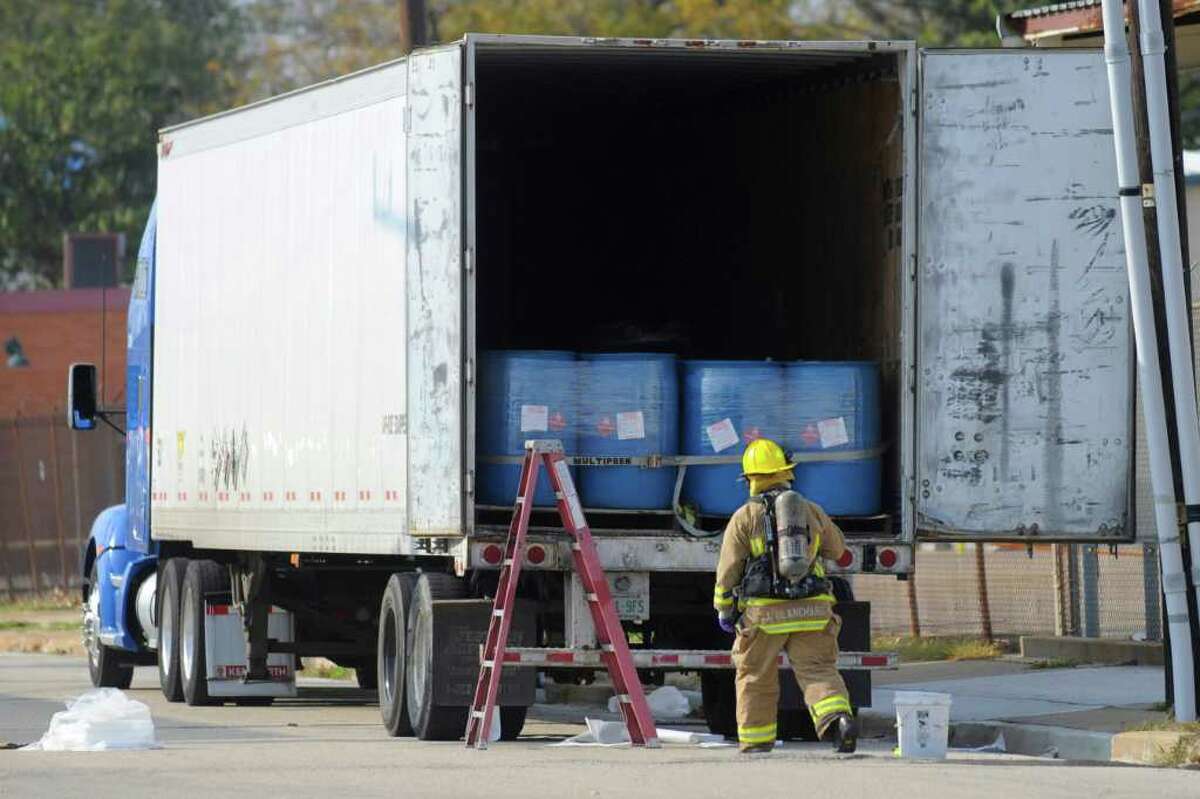 Semi leaking chemicals closes downtown block