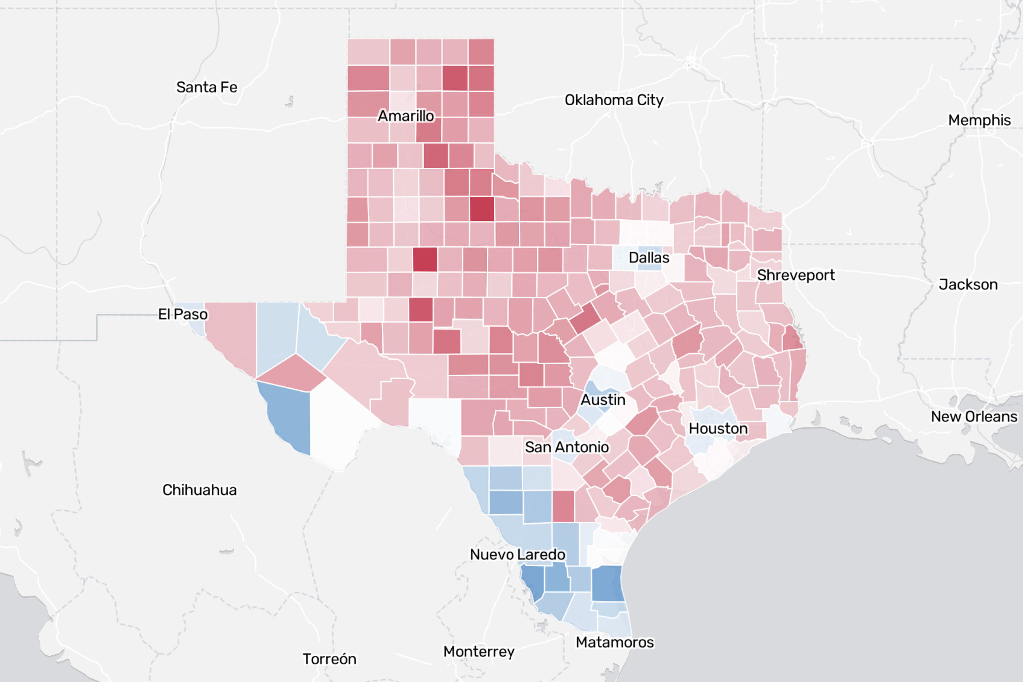 Map: Texas Democrats outvoted Republicans in Texas' primary election