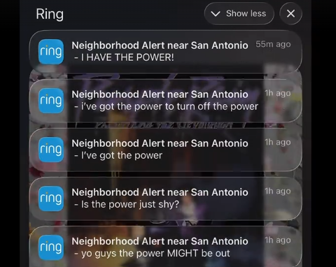 Viral Ring camera moment captured during San Antonio power outage