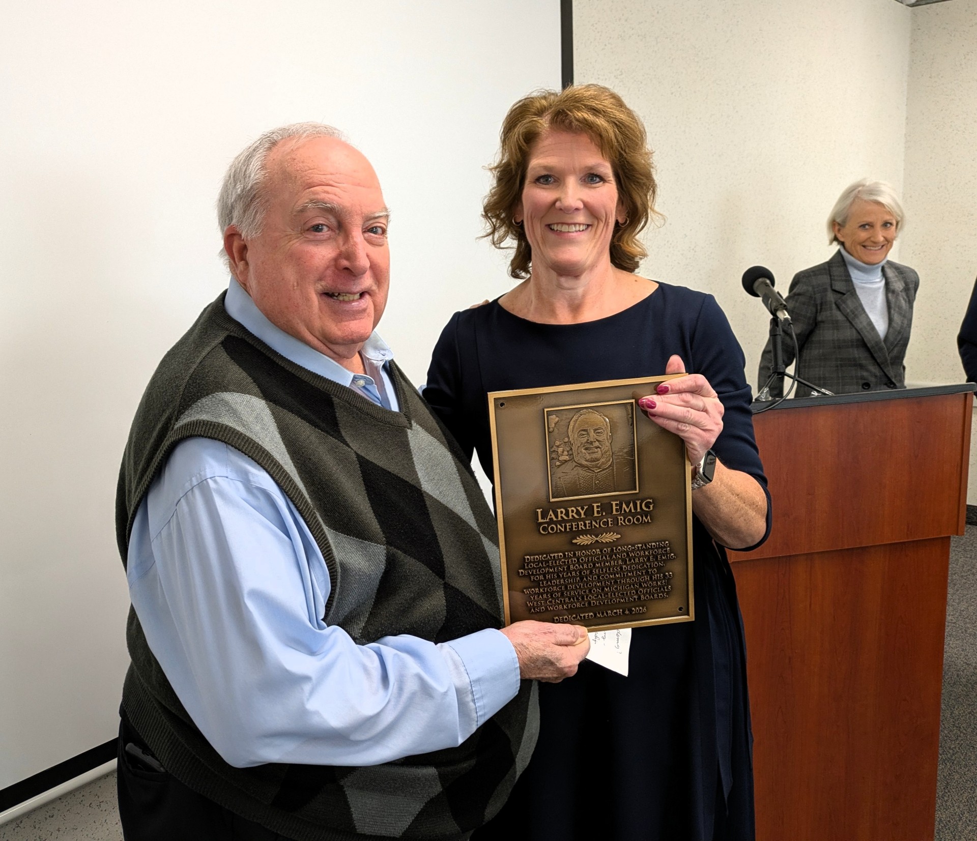 Michigan Works! honors Larry Emig with room dedication in Reed City