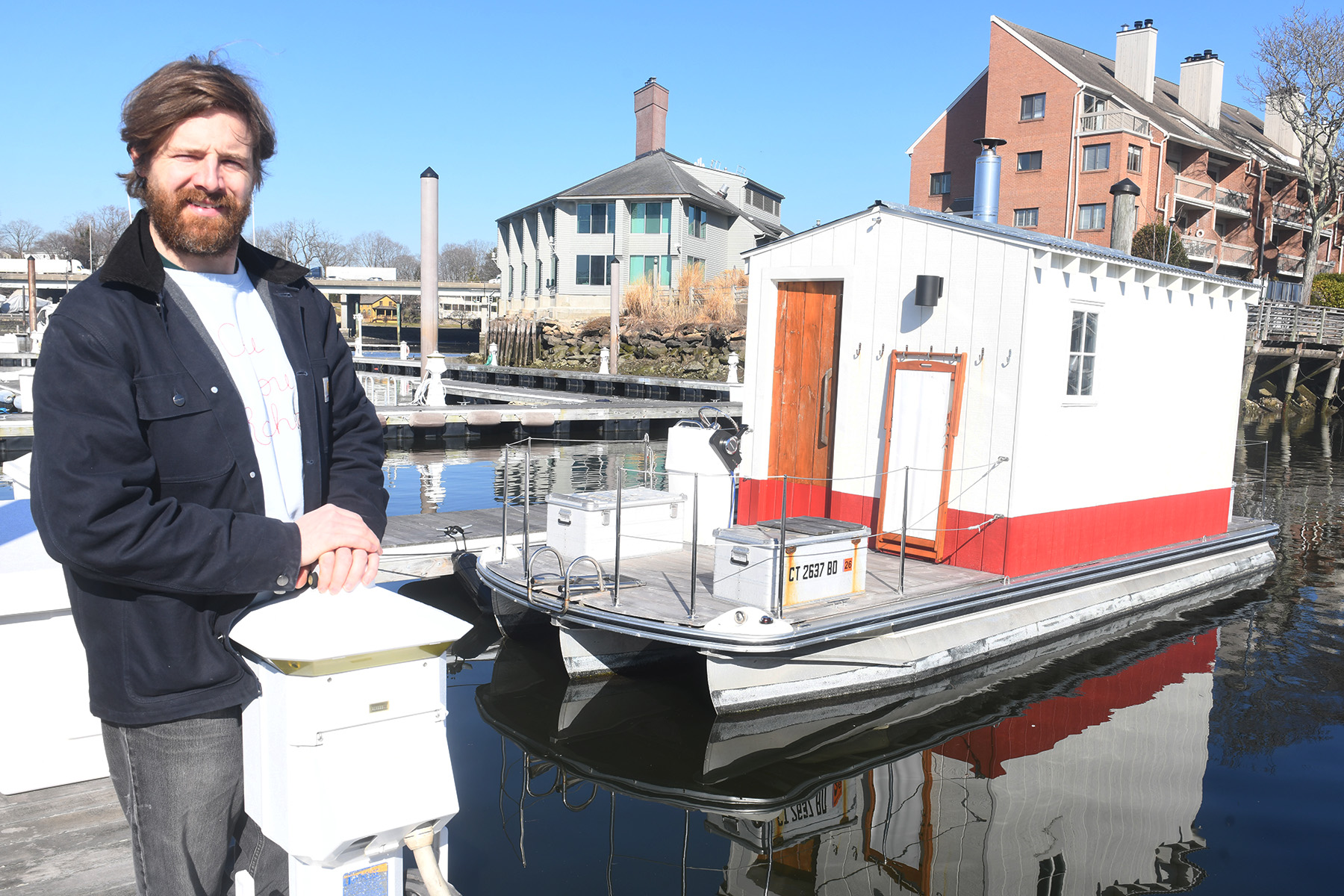 Greenwich architect builds sauna boat on Long Island Sound