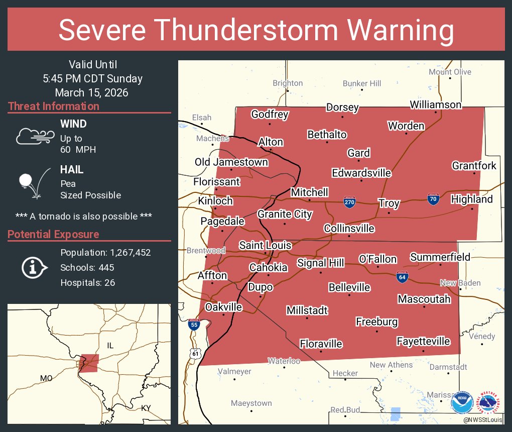 EXPIRED: Tornado warning in effect for St. Louis Metro East