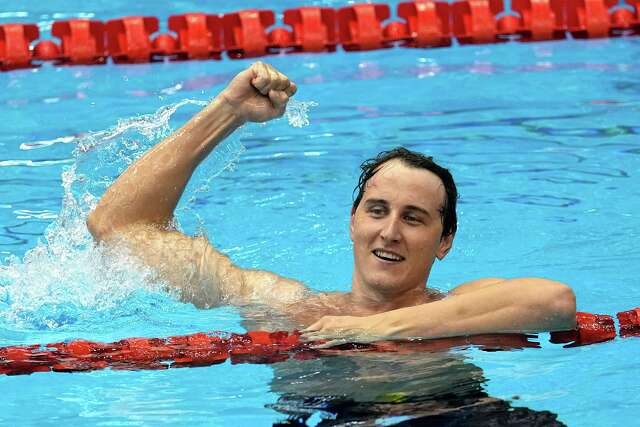 Olympic champion swimmer Cameron McEvoy breaks the 50-meter freestyle ...