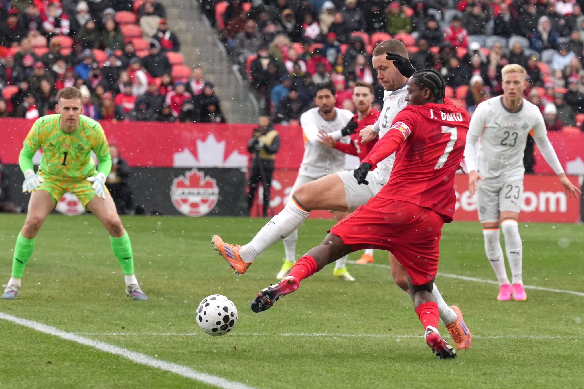 David scores twice, Buchanan shown red as Canada battles back to tie ...