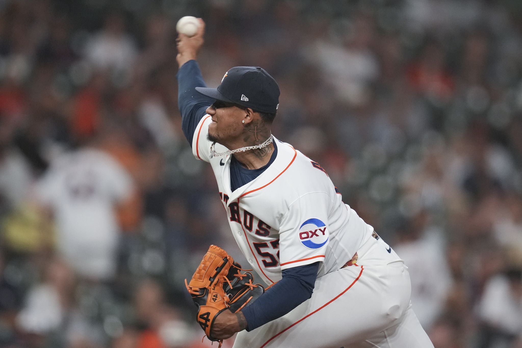 Why is Houston Astros reliever Bryan Abreu not throwing as hard?