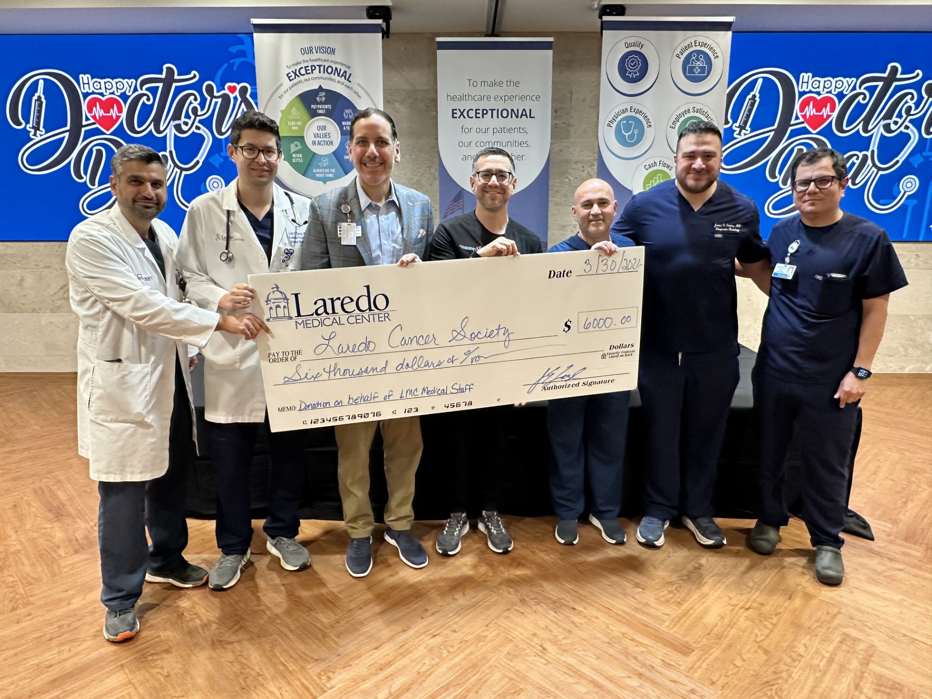 Laredo Medical Center gives $6,000 to cancer society for Doctors’ Day