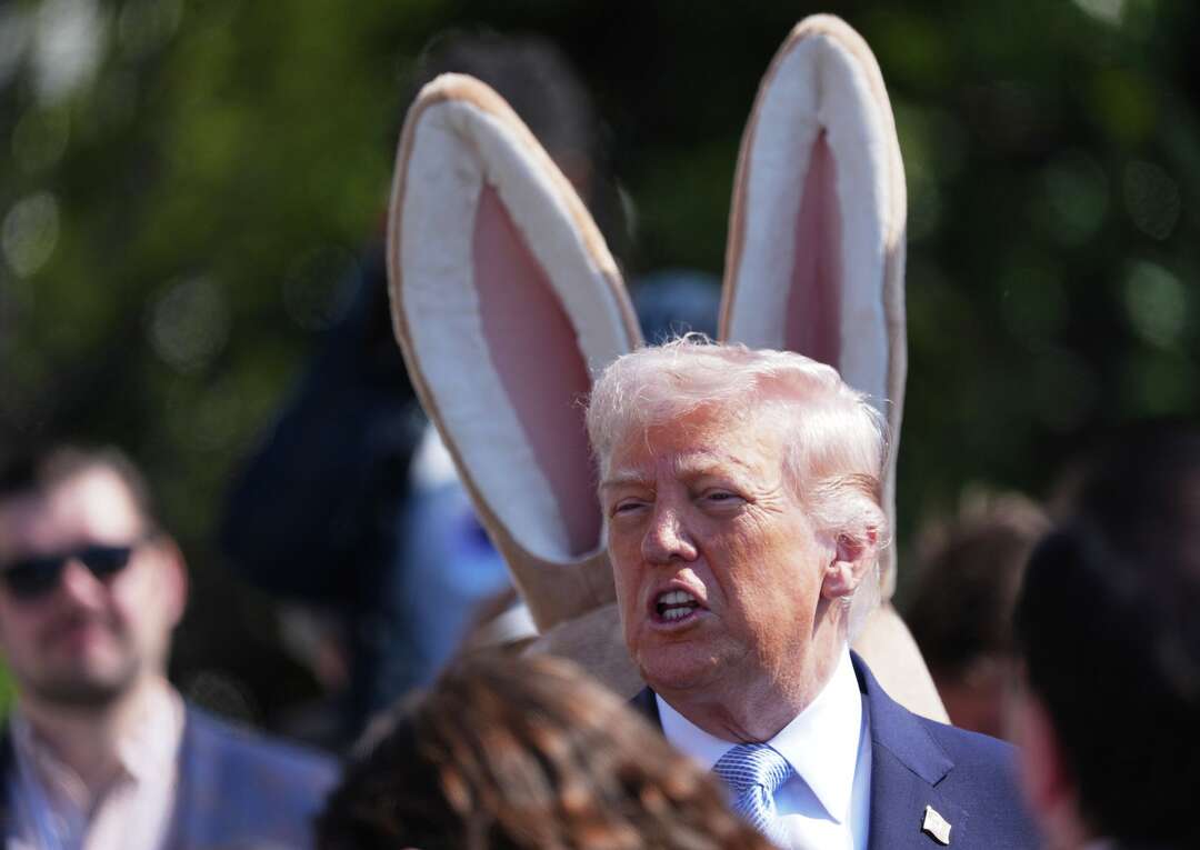 Photos of Trump's Monday, talking Iran at Easter Egg Roll and mimicking ...