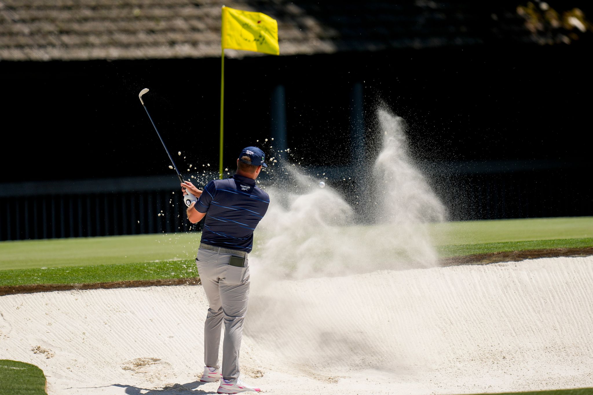 Bunker blowup at Amen Corner sends Bryson DeChambeau to a 76 on the 1st ...