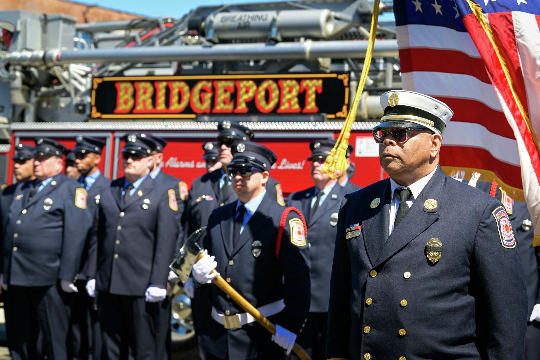 Mourners gather at funeral for slain Bridgeport firefighter