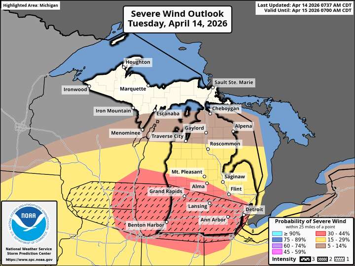 Severe weather likely across Michigan tonight with damaging winds