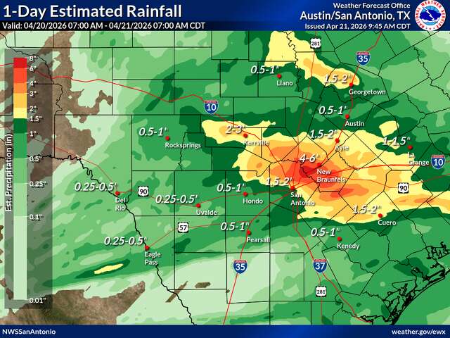 South Texas saw near-record rain Monday. Here’s how much fell.