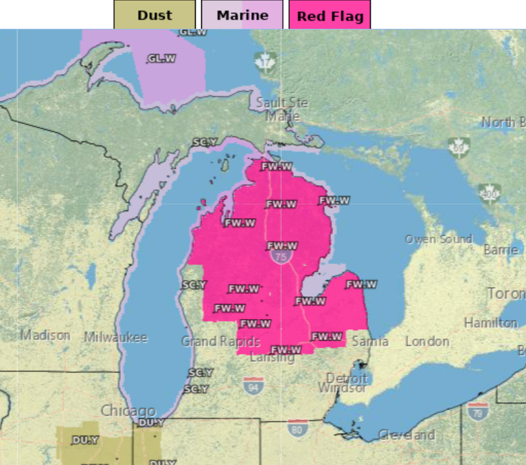 Red Flag Warnings issued across Michigan for higher fire risk
