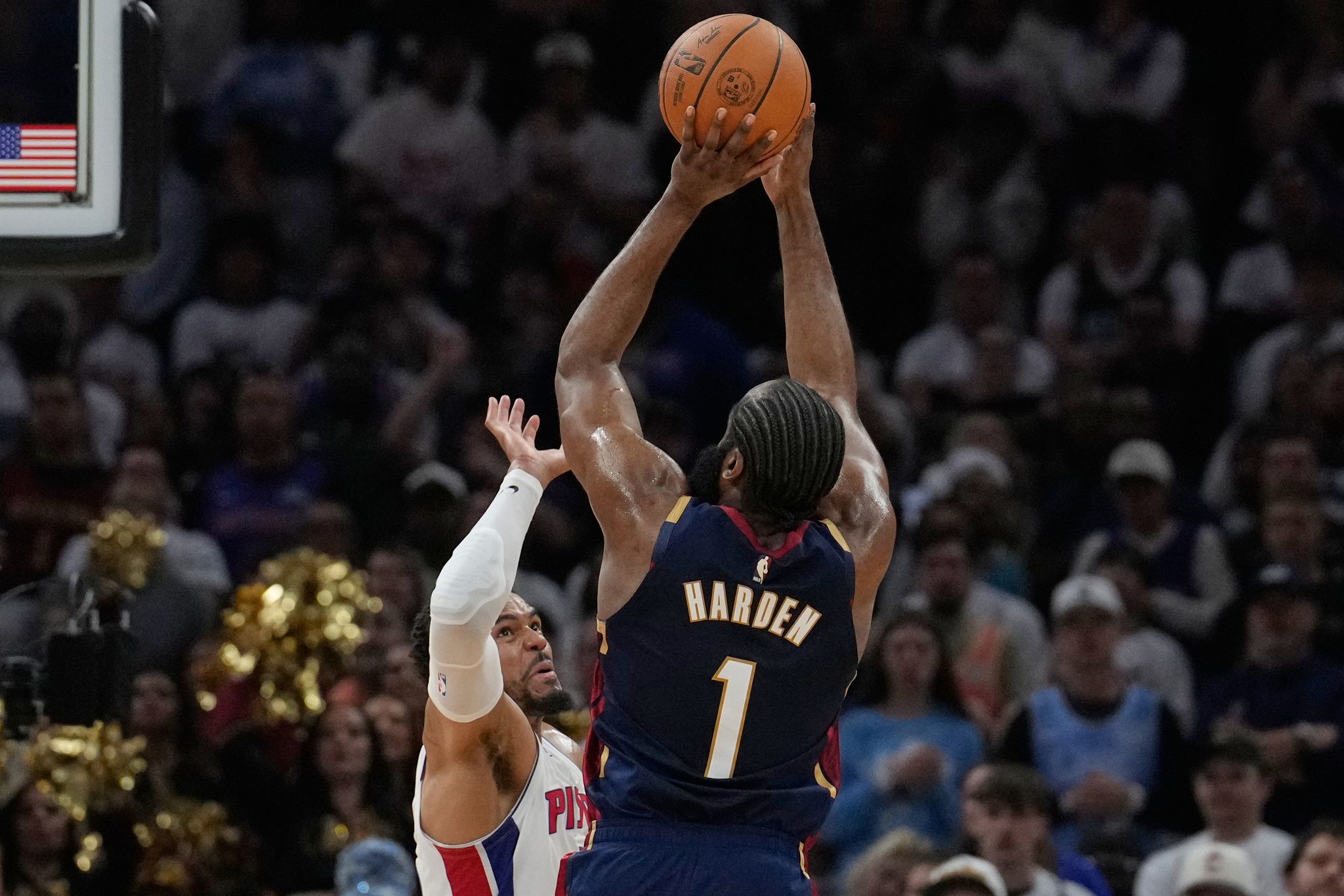 Harden’s late barrage lifts Cavaliers past Pistons, cuts series deficit ...
