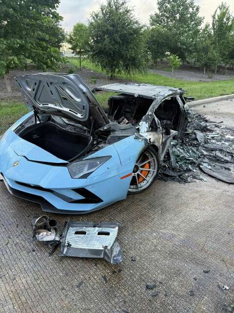 Two Lamborghinis crash near Grand Parkway, one catches fire