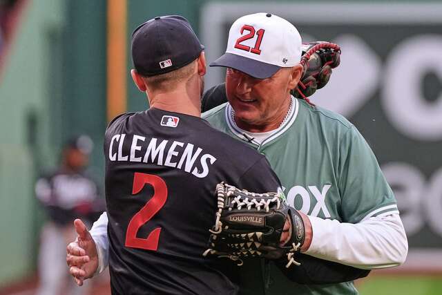 Rocket returns: Roger Clemens throws out 1st pitch to son Kody at Fenway