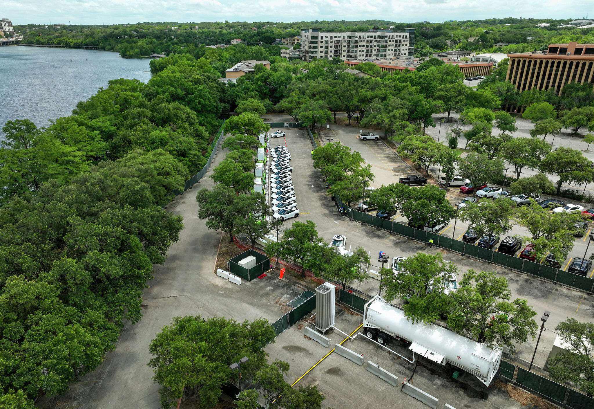 Why is Uber charging Waymos near Lady Bird Lake in Austin?