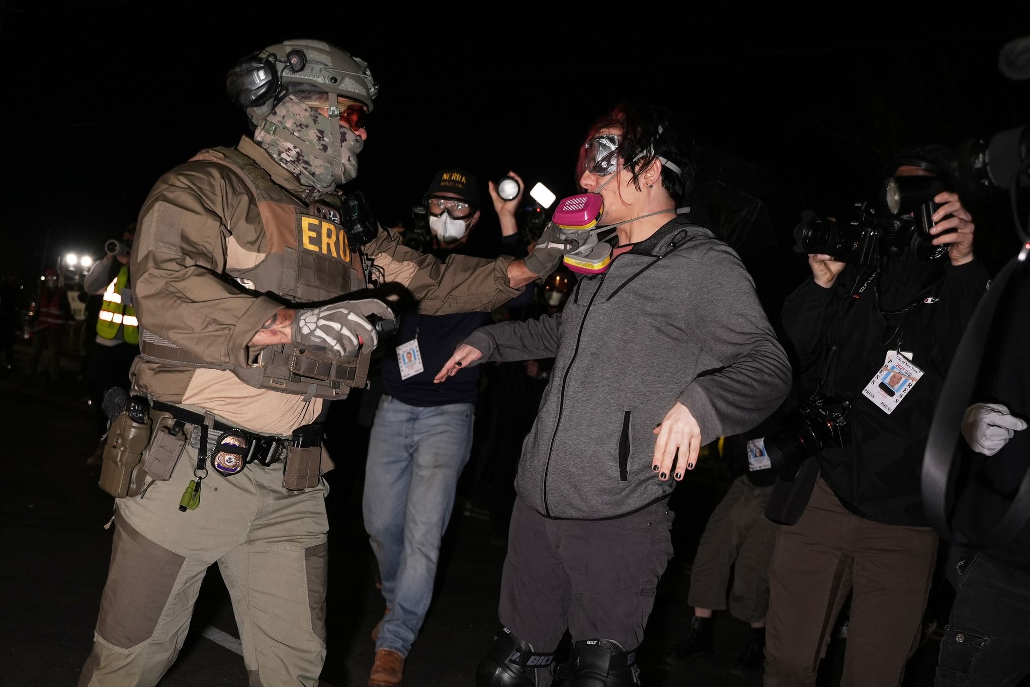 NJ state police set up protest zone outside contested immigration ...