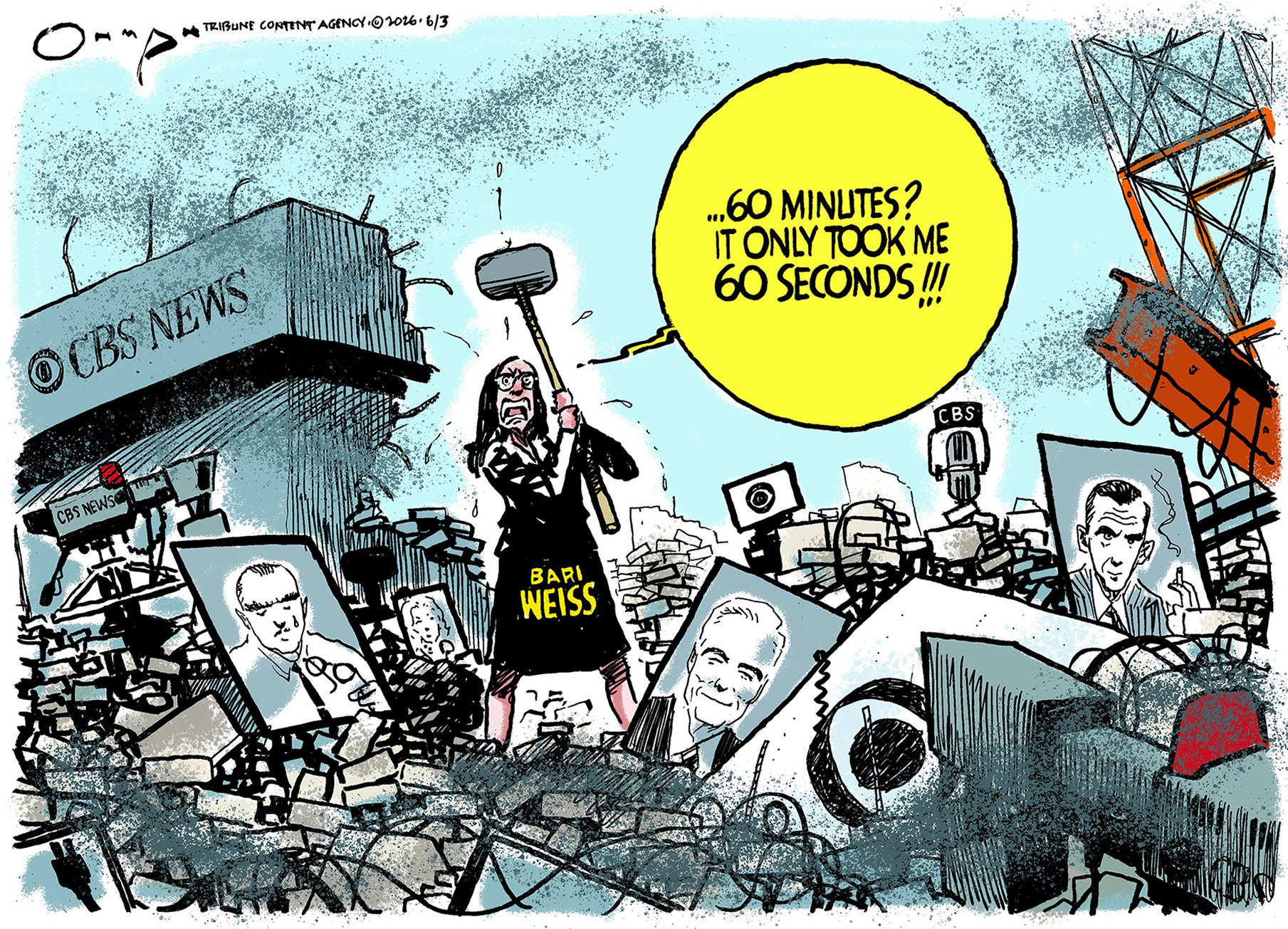 Week in cartoons (opinion): A singing Trump and a CBS eye on the blink