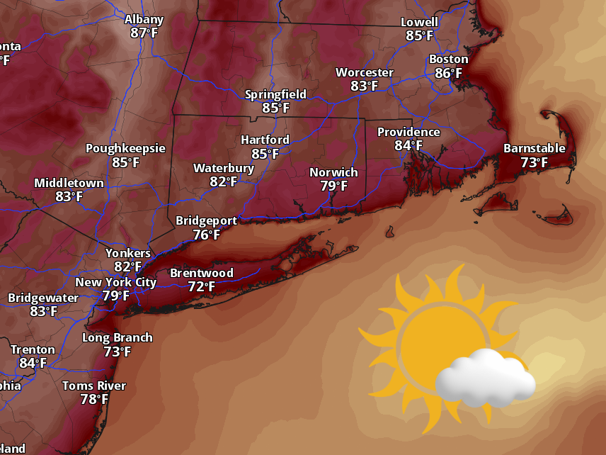 Sunny warm Tuesday in CT; heat, humidity, storm chances late in week