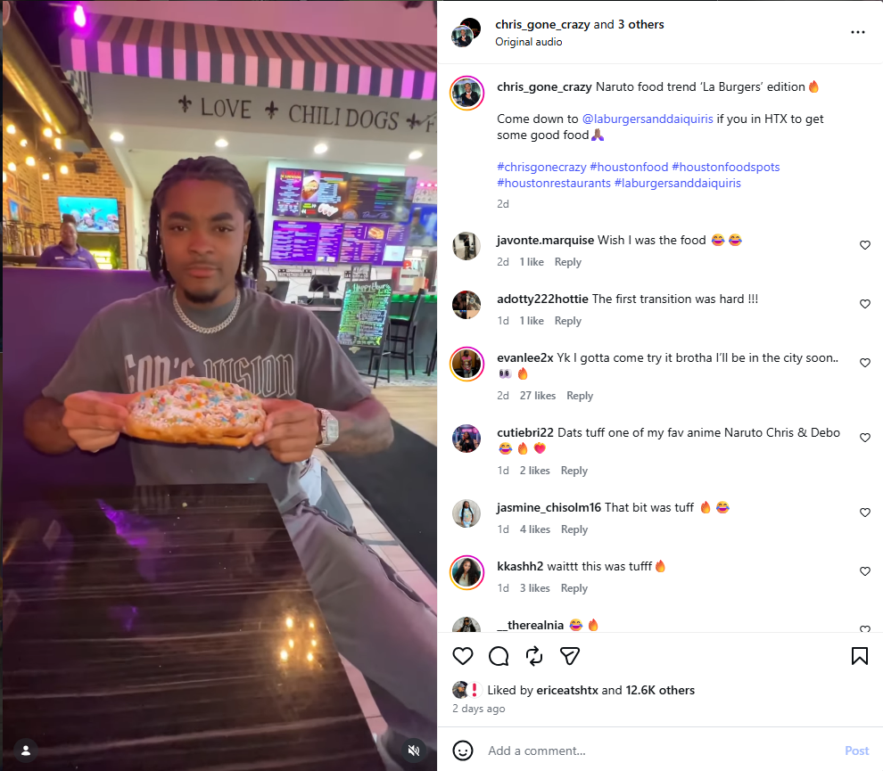 Chris Gone Crazy announces LA Burgers partnership official