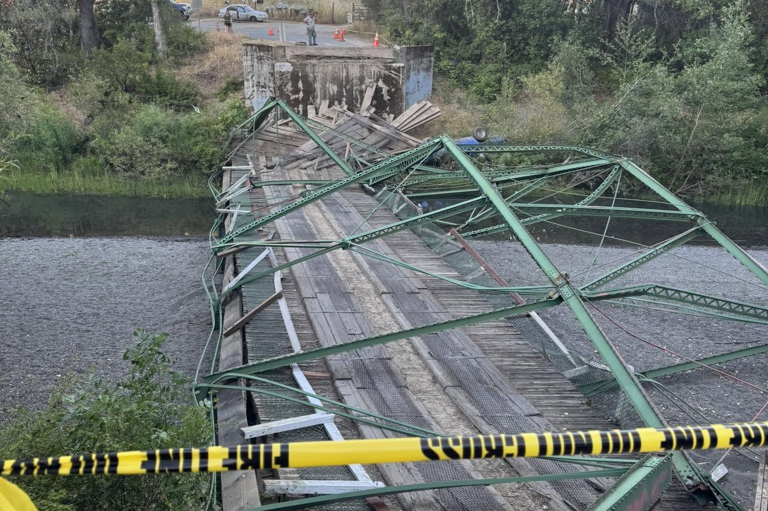 Driver injured after bridge collapses in Northern California