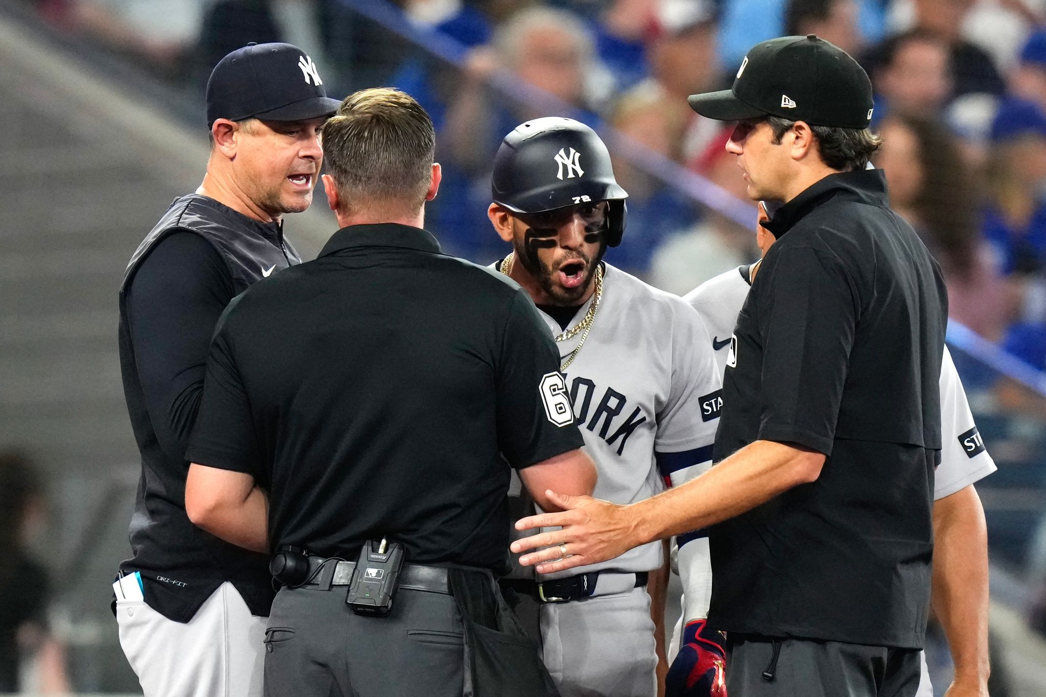 Yankees manager Aaron Boone speaks to MLB about José Caballero's delay ...