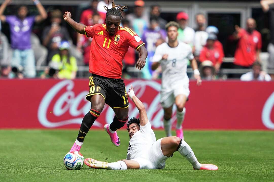 Belgium forward Jeremy Doku celebrates the birth of his son after ...