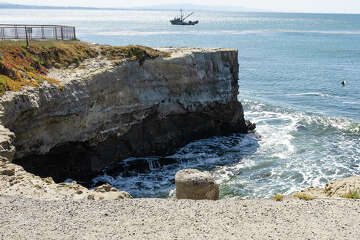 Slab of cliff falls into the ocean at iconic surf break