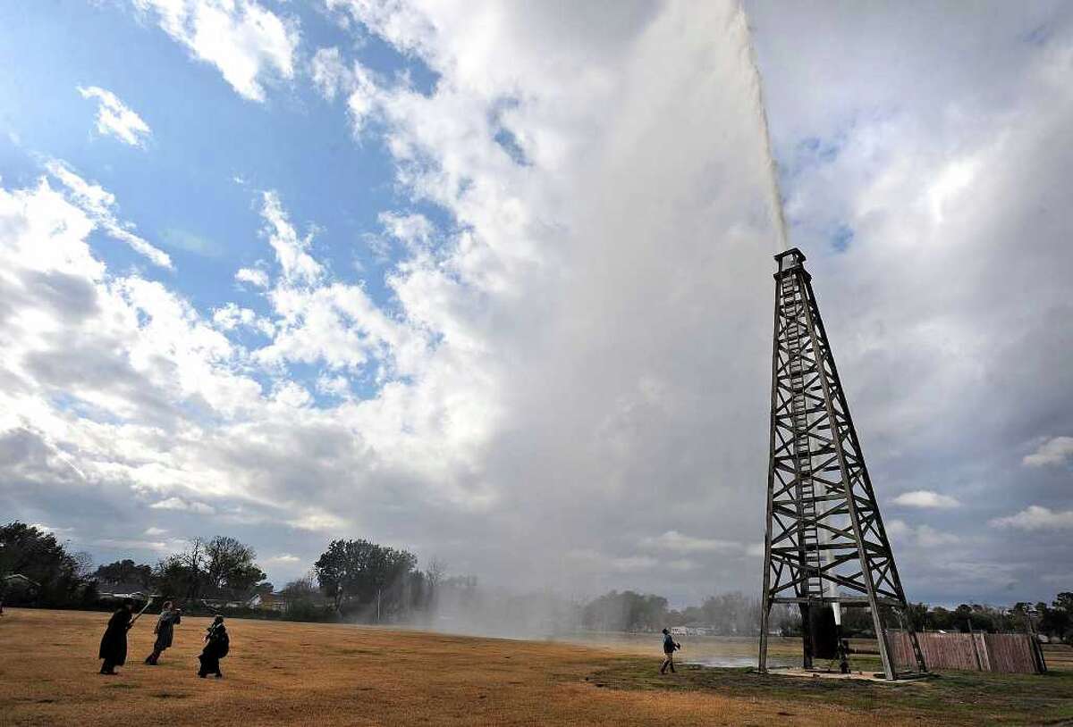 Lucas Gusher roars again in celebration of the 1901 birth of the oil era