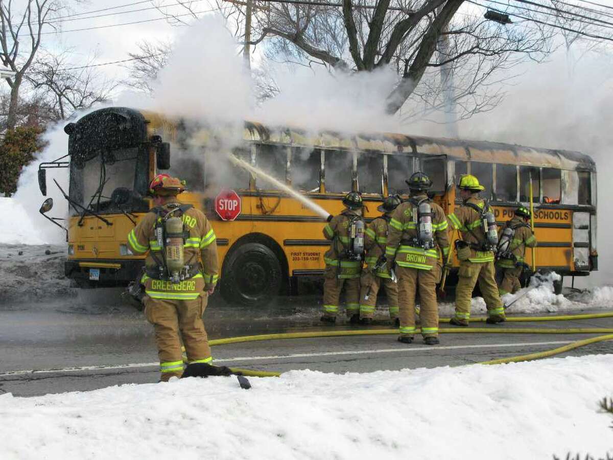 Stamford school bus erupts into flames