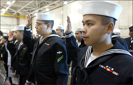 One sailor has a phone call to make: 'Mom, I'm a citizen'