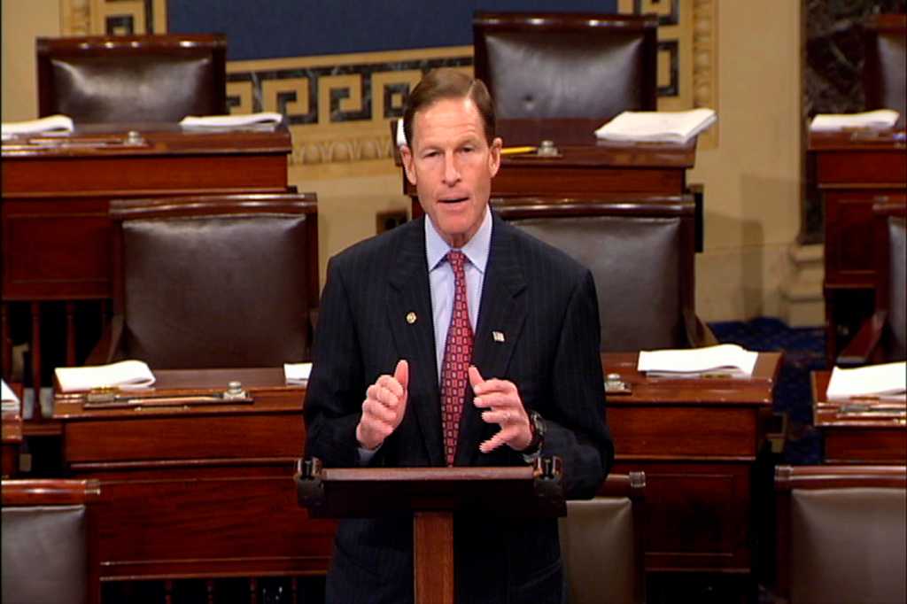 Blumenthal touches on campaign themes during debut Senate speech