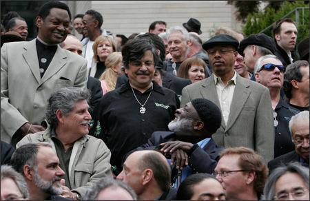 Local jazz musicians pose for homage to 'A Great Day in Harlem'