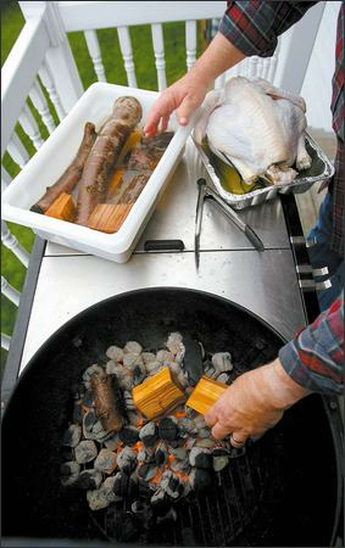 Cooking a holiday turkey over fire is the way to go