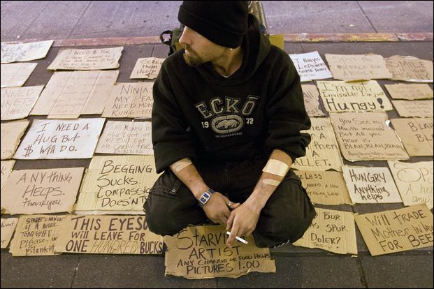 Signs of times add up for homeless on the street