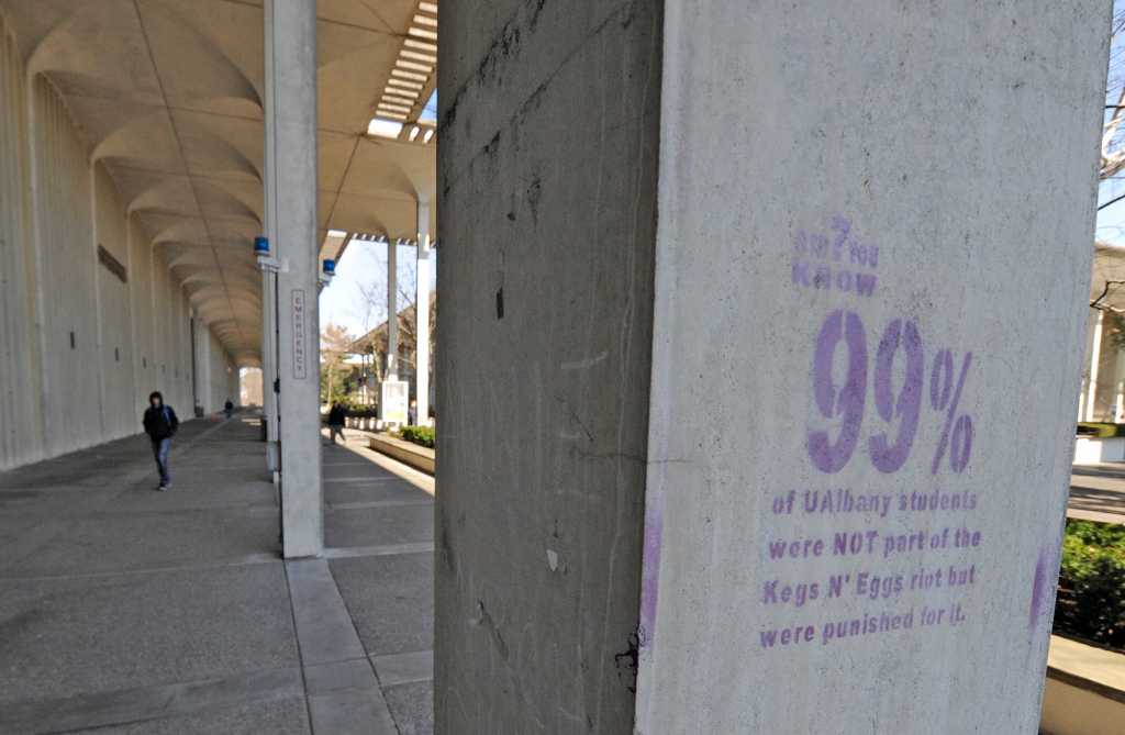 At UAlbany, painted protest adds to woes