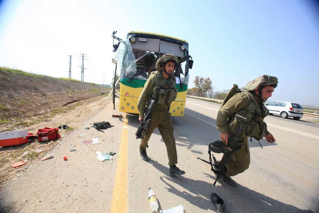 Missile from Gaza hits Israeli school bus; 2 hurt