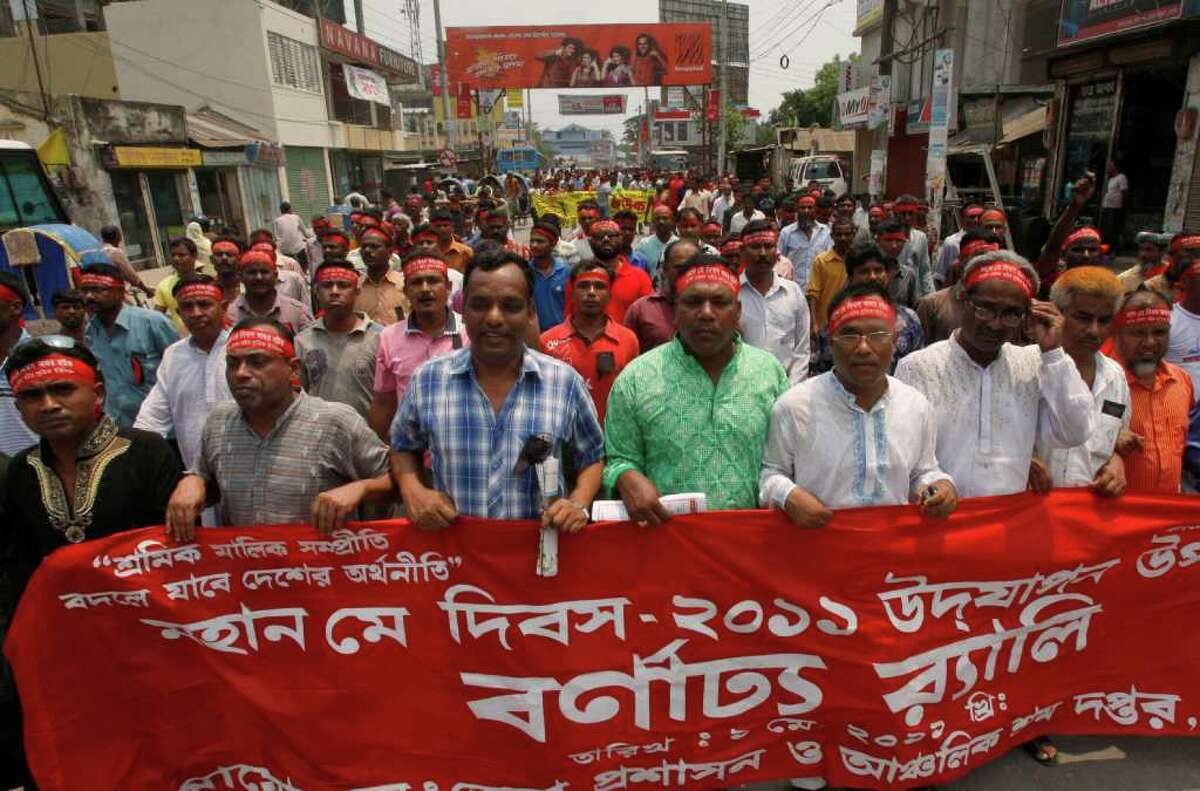 Labor groups demonstrate on May Day