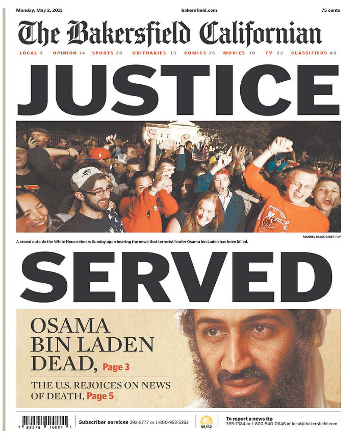 Newspaper Front Pages: Death of Osama bin Laden