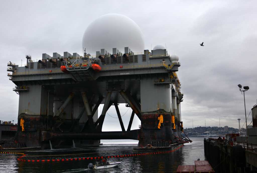 Photos: Giant sea-based radar arrives in Seattle