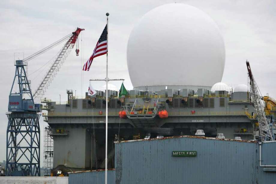 Photos: Giant sea-based radar arrives in Seattle - seattlepi.com