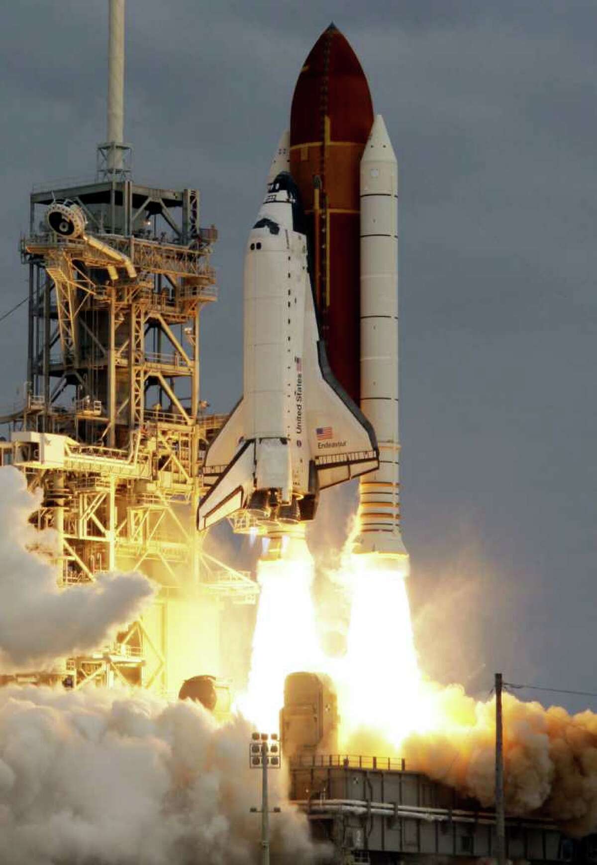 Shelton High students watch as their space shuttle experiment blasts off