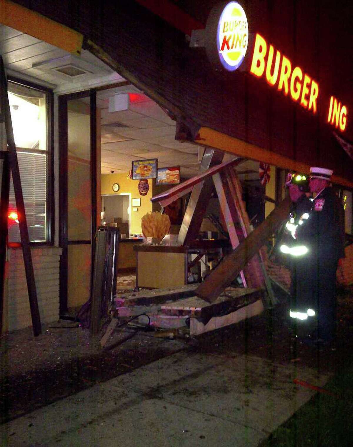 Teens crash stolen truck through Burger King