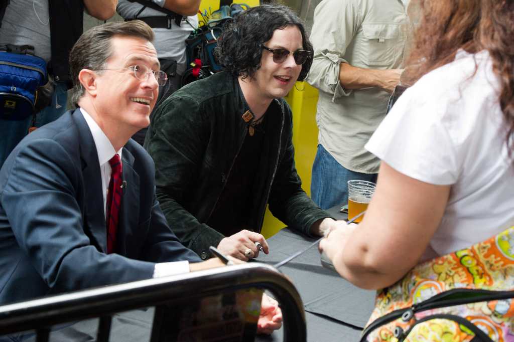 Colbert plays rock star, with Jack White as guide