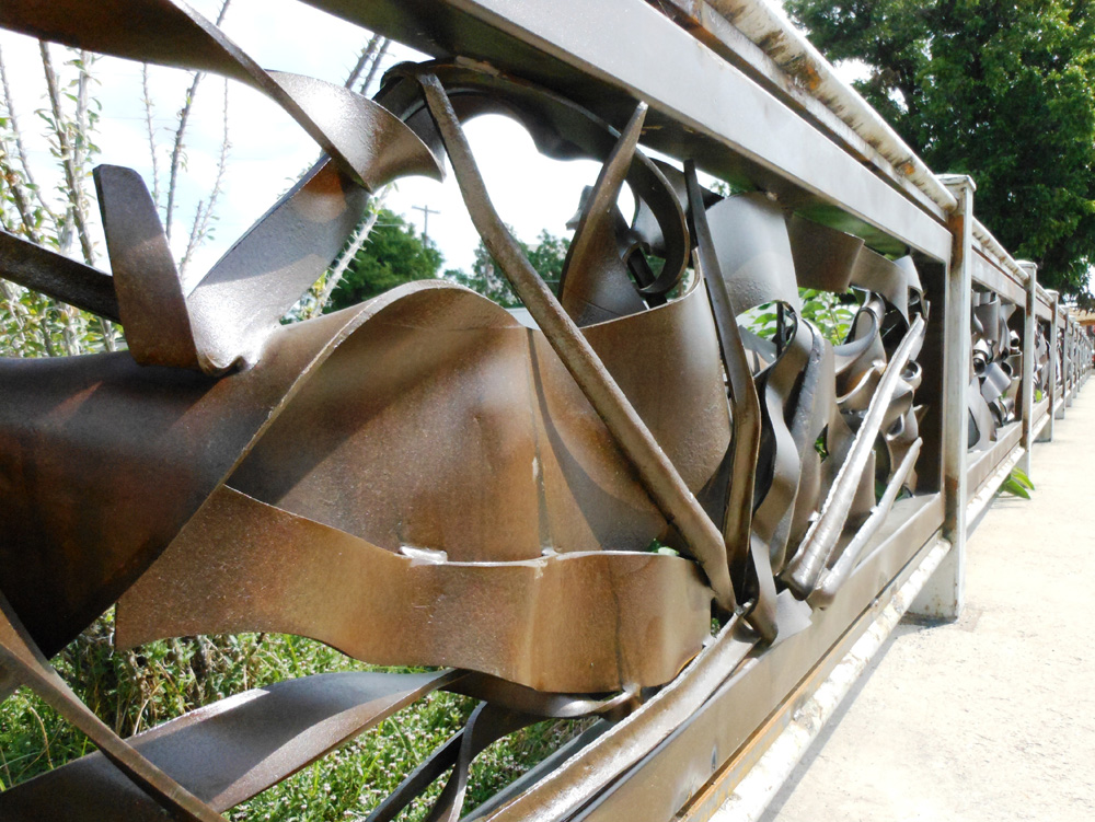 'Moving' metal sculpture based on river it overlooks