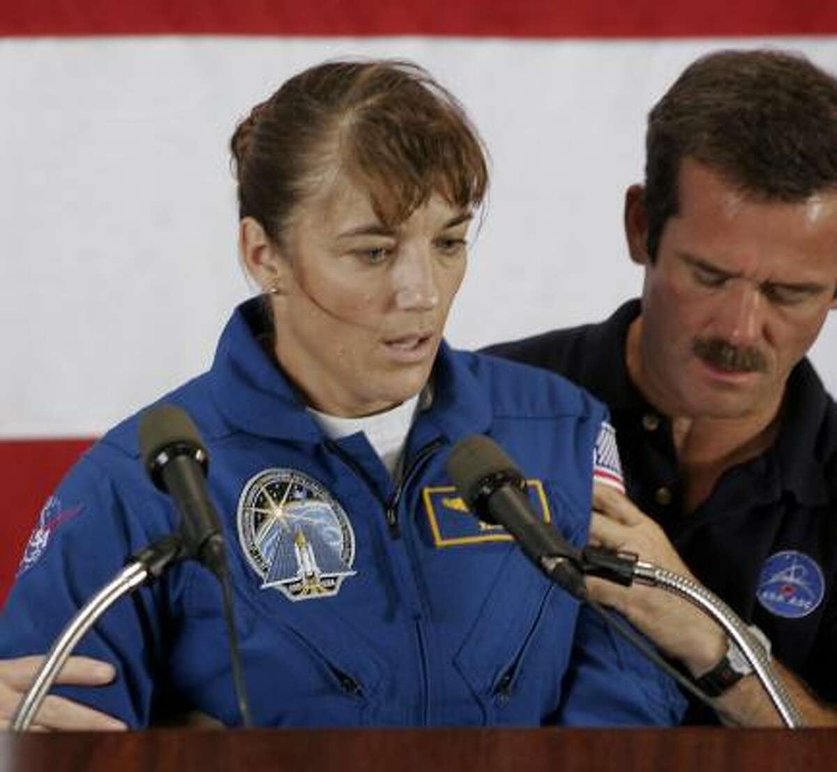 Shuttle astronaut collapses at Houston ceremony