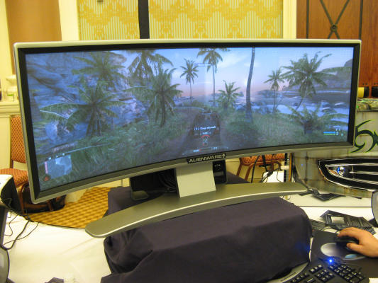 Wraparound monitor has a 3-foot-wide display