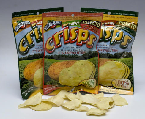 Zero-fat potato chips are freeze-dried