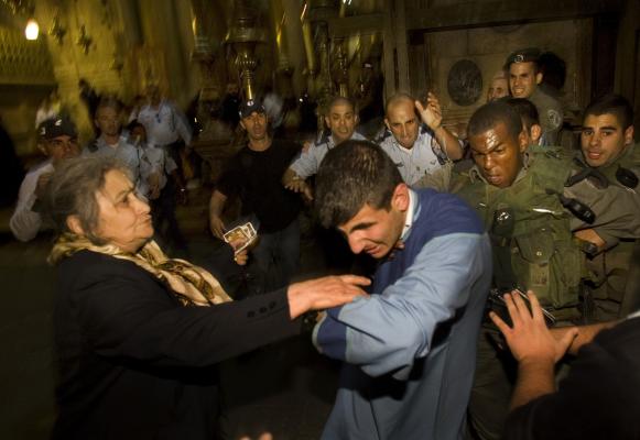 Christian monks brawl at holy site