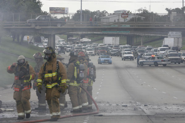 Mattress causes huge I-10 truck fire